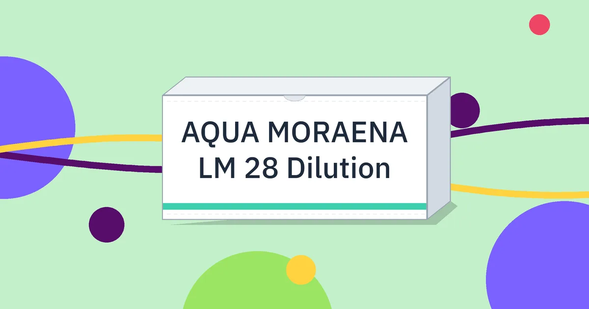 Symbolbild: Packung mit der Aufschrift AQUA MORAENA LM 28 Dilution (PZN 13755556) – Verfügbarkeit und Bezug in Apotheken in Frankfurt am Main