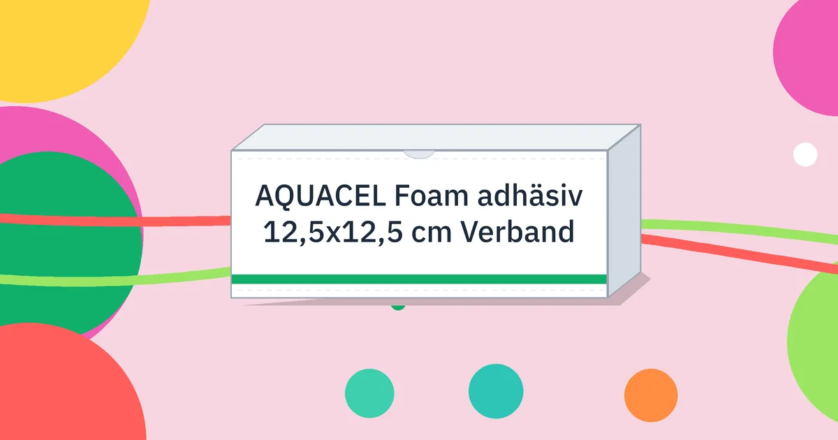 Symbolbild: Packung mit der Aufschrift AQUACEL Foam adhäsiv 12,5x12,5 cm Verband (PZN 18488114) – Verfügbarkeit und Bezug in Apotheken in Frankfurt am Main