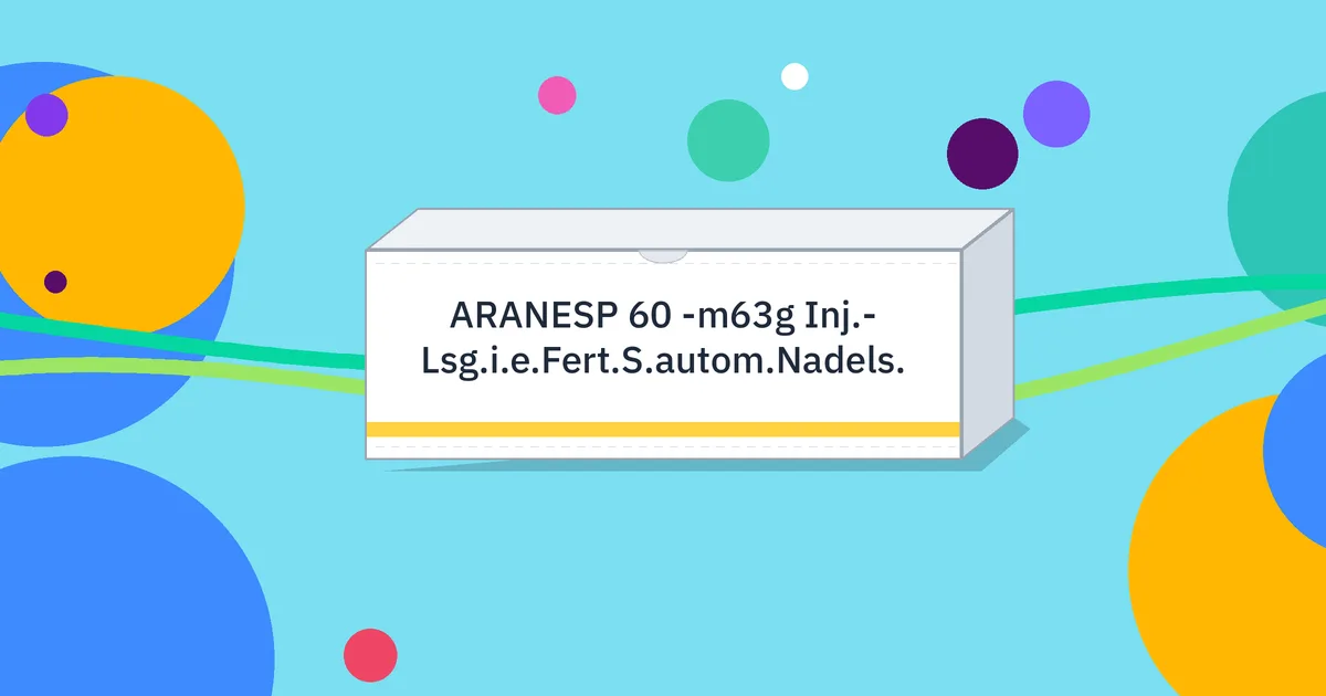 Symbolbild: Packung mit der Aufschrift ARANESP 60 -m63g Inj.-Lsg.i.e.Fert.S.autom.Nadels. (PZN 06811076) – Verfügbarkeit und Bezug in Apotheken in Frankfurt am Main