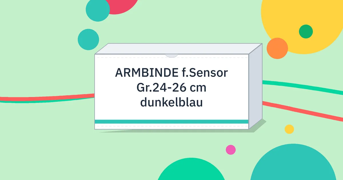 Symbolbild: Packung mit der Aufschrift ARMBINDE f.Sensor Gr.24-26 cm dunkelblau (PZN 11552837) – Verfügbarkeit und Bezug in Apotheken in Frankfurt am Main