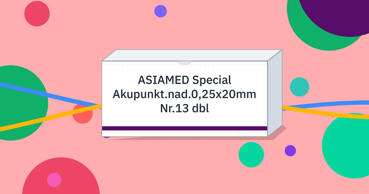 Symbolbild: Packung mit der Aufschrift ASIAMED Special Akupunkt.nad.0,25x20mm Nr.13 dbl (PZN 18321839) – Verfügbarkeit und Bezug in Apotheken in Frankfurt am Main