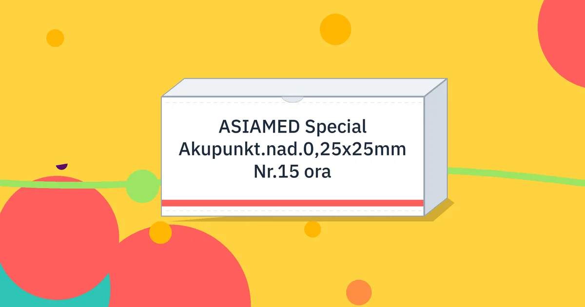 Symbolbild: Packung mit der Aufschrift ASIAMED Special Akupunkt.nad.0,25x25mm Nr.15 ora (PZN 18321868) – Verfügbarkeit und Bezug in Apotheken in Frankfurt am Main