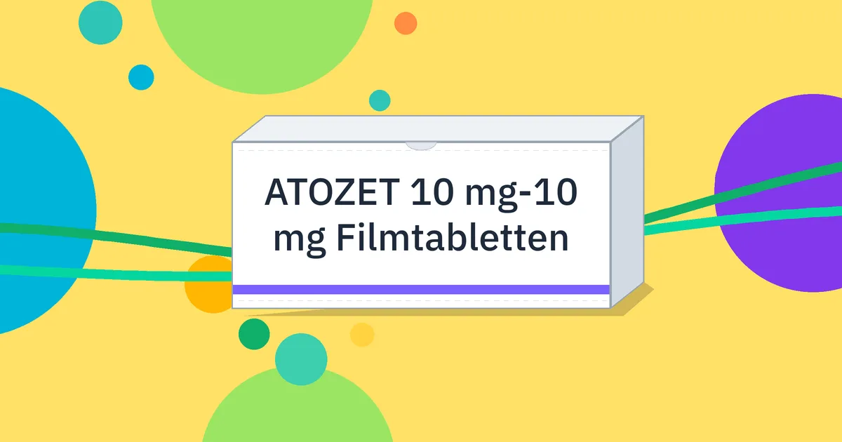 Symbolbild: Packung mit der Aufschrift ATOZET 10 mg-10 mg Filmtabletten (PZN 15571518) – Verfügbarkeit und Bezug in Apotheken in Frankfurt am Main