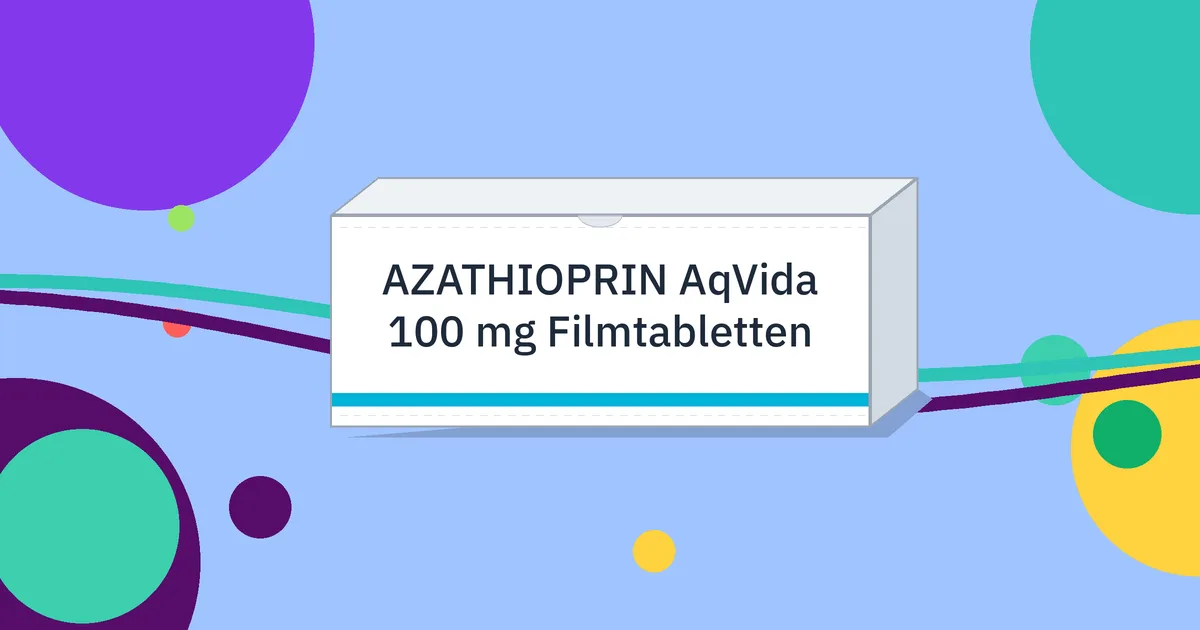 Symbolbild: Packung mit der Aufschrift AZATHIOPRIN AqVida 100 mg Filmtabletten (PZN 19758892) – Verfügbarkeit und Bezug in Apotheken in Frankfurt am Main