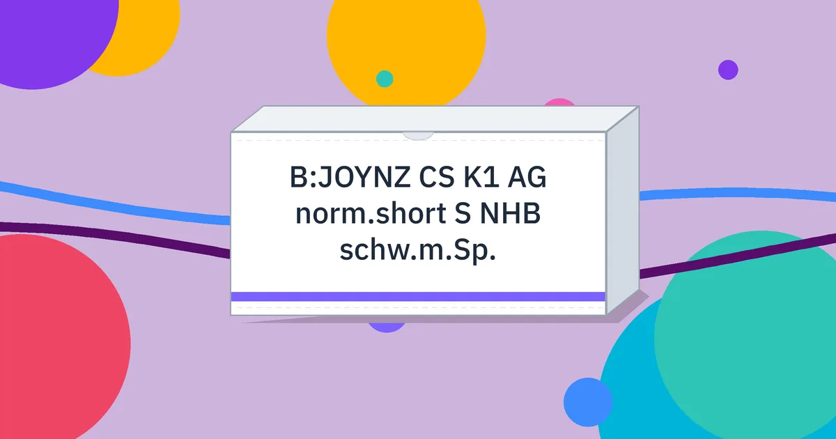 Symbolbild: Packung mit der Aufschrift B:JOYNZ CS K1 AG norm.short S NHB schw.m.Sp. (PZN 20534040) – Verfügbarkeit und Bezug in Apotheken in Frankfurt am Main