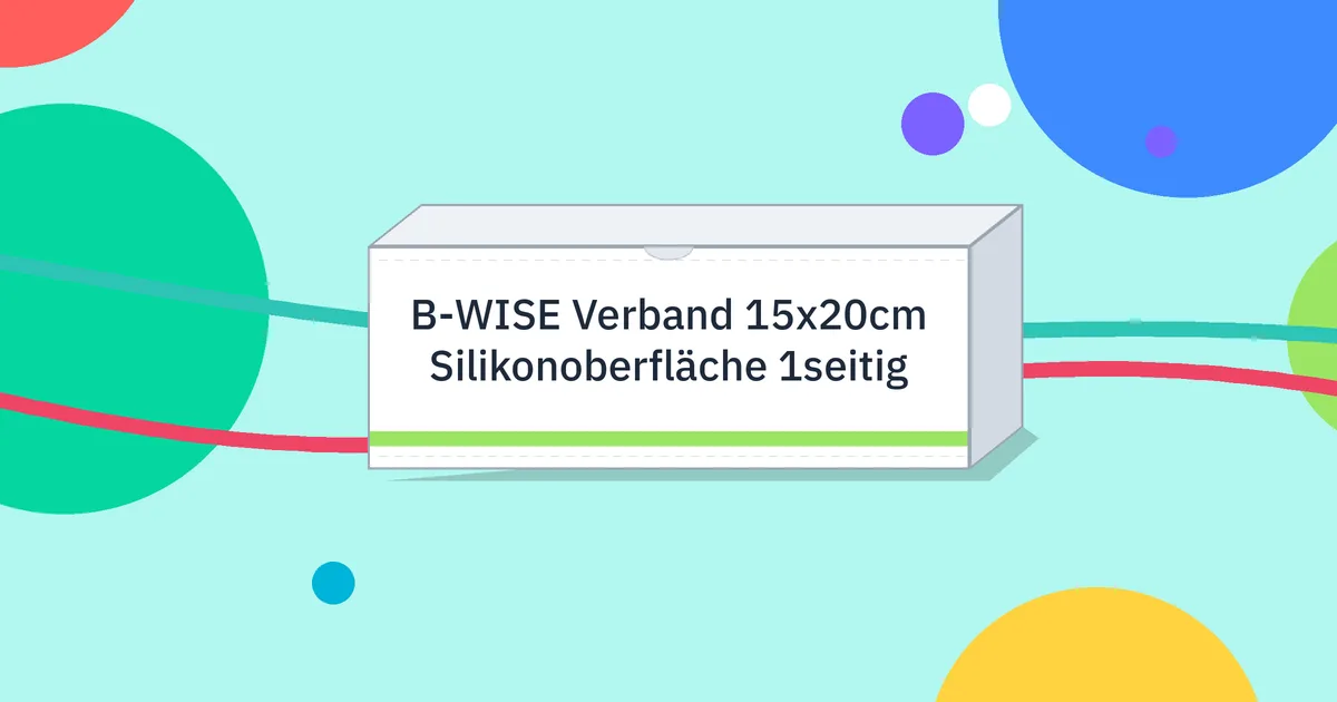 Symbolbild: Packung mit der Aufschrift B-WISE Verband 15x20cm Silikonoberfläche 1seitig (PZN 19730741) – Verfügbarkeit und Bezug in Apotheken in Frankfurt am Main