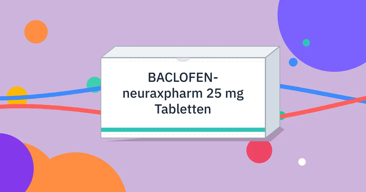 Symbolbild: Packung mit der Aufschrift BACLOFEN-neuraxpharm 25 mg Tabletten (PZN 06707255) – Verfügbarkeit und Bezug in Apotheken in Frankfurt am Main