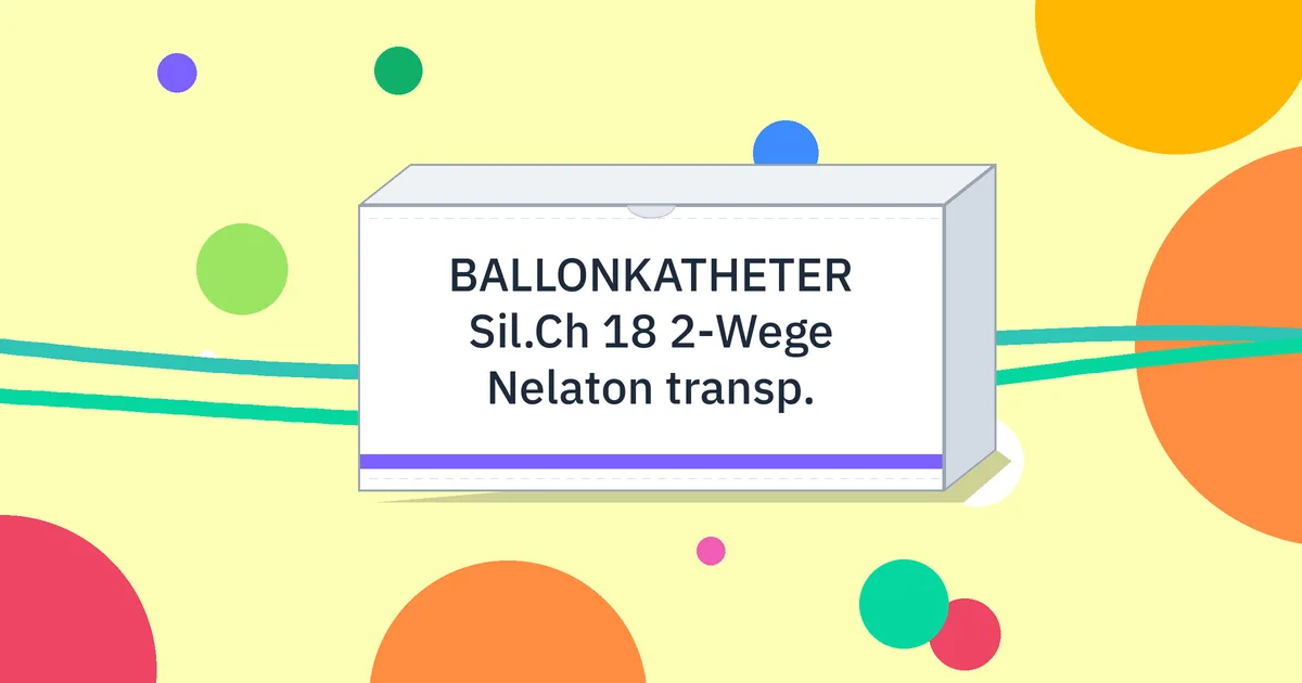 Symbolbild: Packung mit der Aufschrift BALLONKATHETER Sil.Ch 18 2-Wege Nelaton transp. (PZN 14350732) – Verfügbarkeit und Bezug in Apotheken in Frankfurt am Main