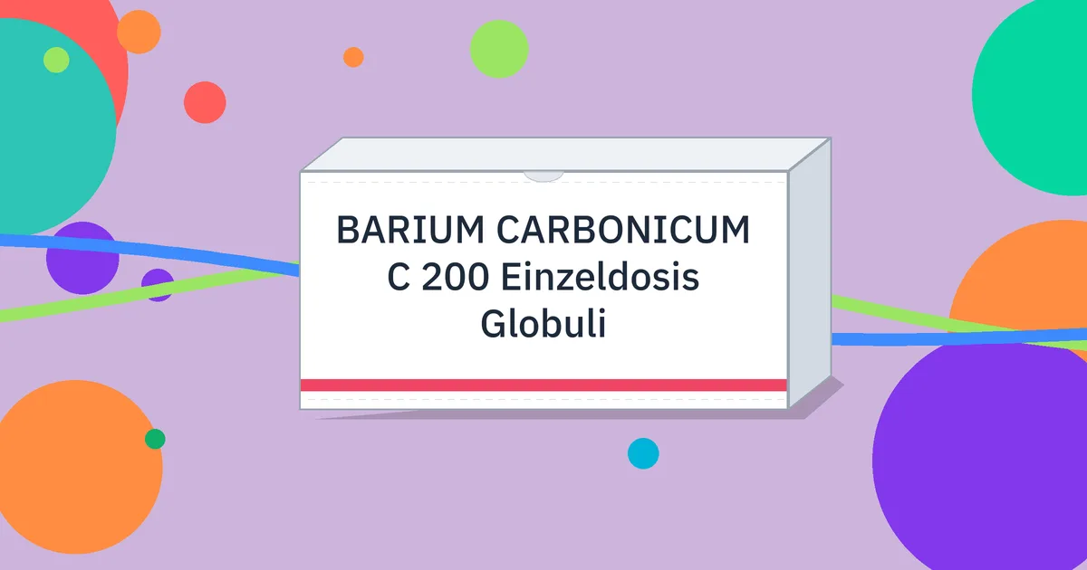 Symbolbild: Packung mit der Aufschrift BARIUM CARBONICUM C 200 Einzeldosis Globuli (PZN 01576191) – Verfügbarkeit und Bezug in Apotheken in Frankfurt am Main