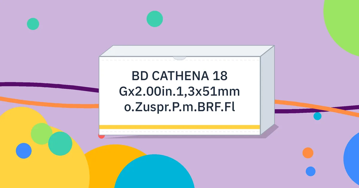 Symbolbild: Packung mit der Aufschrift BD CATHENA 18 Gx2.00in.1,3x51mm o.Zuspr.P.m.BRF.Fl (PZN 16934615) – Verfügbarkeit und Bezug in Apotheken in Frankfurt am Main