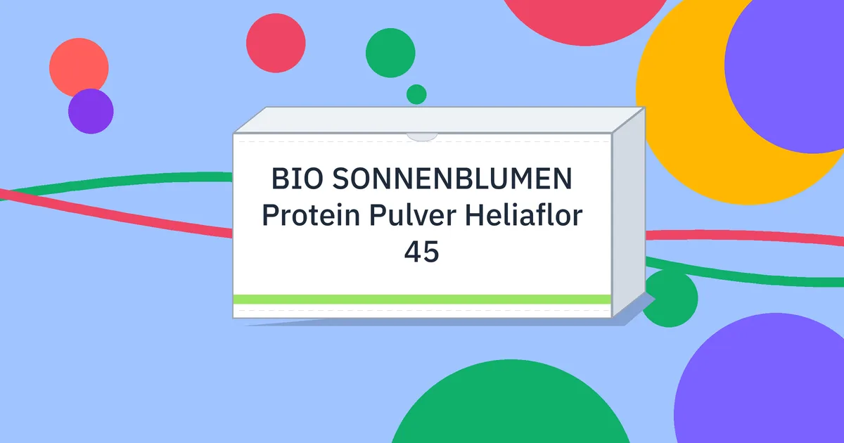 Symbolbild: Packung mit der Aufschrift BIO SONNENBLUMEN Protein Pulver Heliaflor 45 (PZN 11878740) – Verfügbarkeit und Bezug in Apotheken in Frankfurt am Main