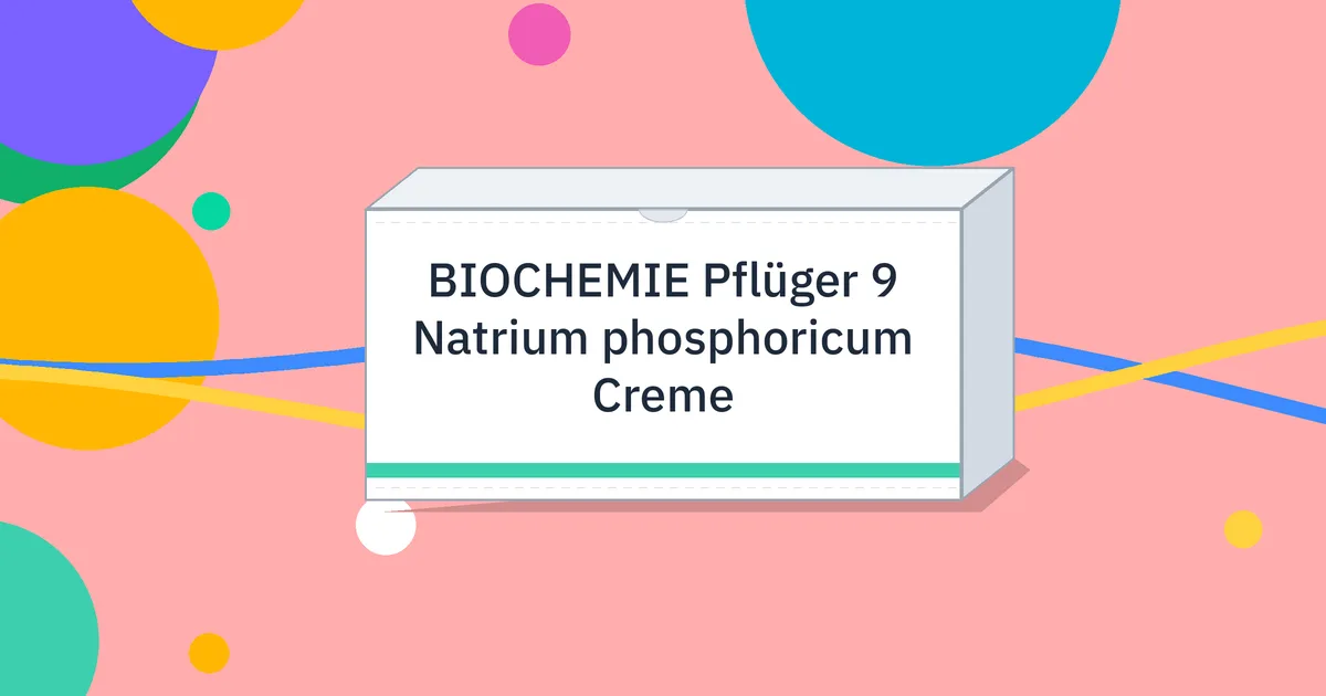 Symbolbild: Packung mit der Aufschrift BIOCHEMIE Pflüger 9 Natrium phosphoricum Creme (PZN 05992791) – Verfügbarkeit und Bezug in Apotheken in Frankfurt am Main