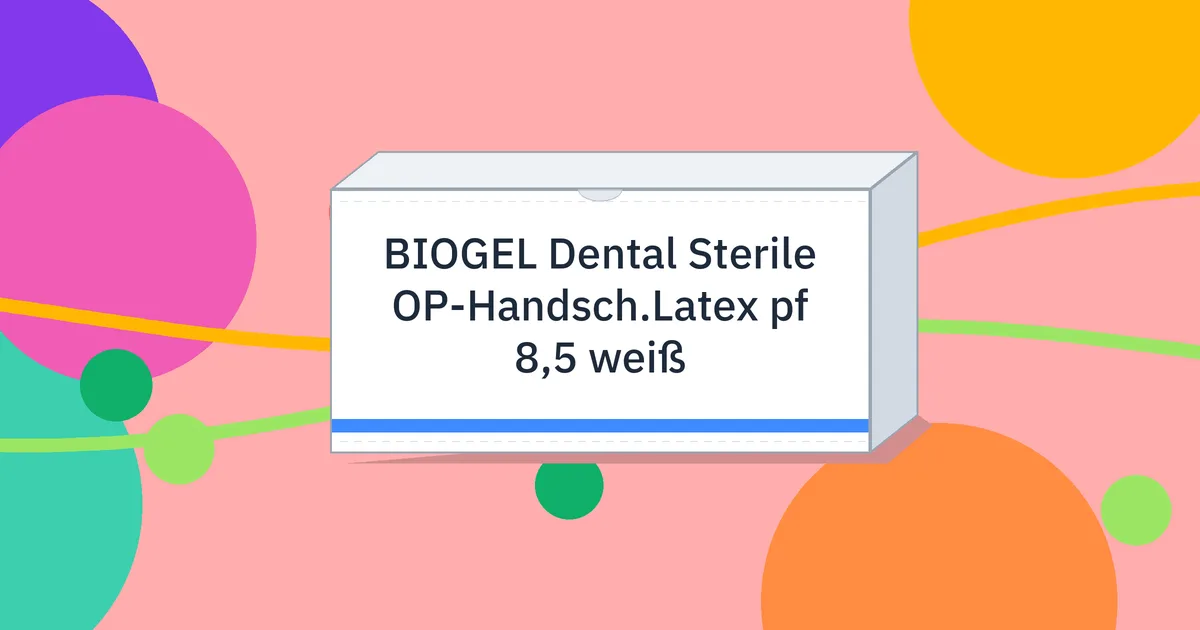 Symbolbild: Packung mit der Aufschrift BIOGEL Dental Sterile OP-Handsch.Latex pf 8,5 weiß (PZN 19496156) – Verfügbarkeit und Bezug in Apotheken in Frankfurt am Main
