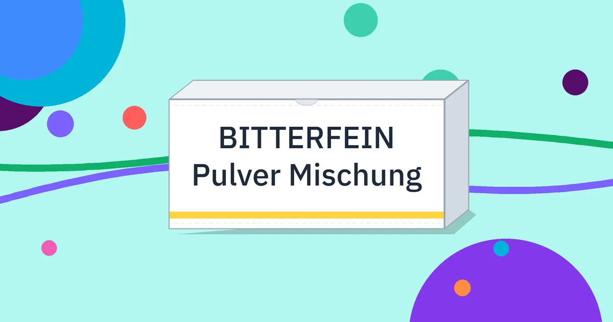Symbolbild: Packung mit der Aufschrift BITTERFEIN Pulver Mischung (PZN 19301307) – Verfügbarkeit und Bezug in Apotheken in Frankfurt am Main