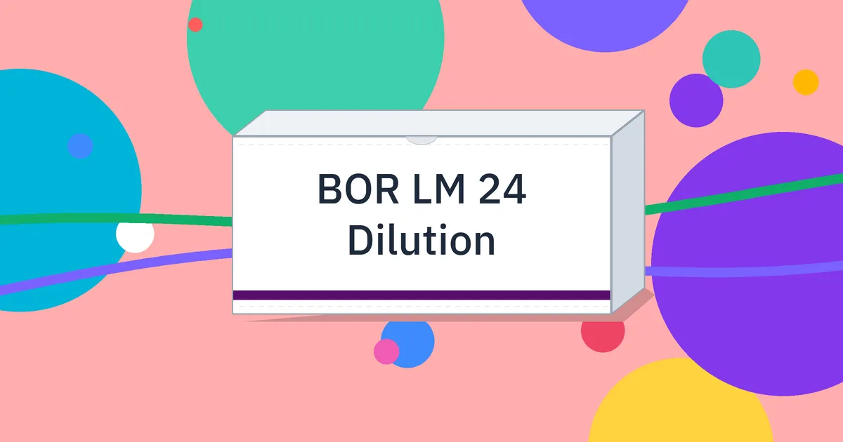 Symbolbild: Packung mit der Aufschrift BOR LM 24 Dilution (PZN 12795832) – Verfügbarkeit und Bezug in Apotheken in Frankfurt am Main