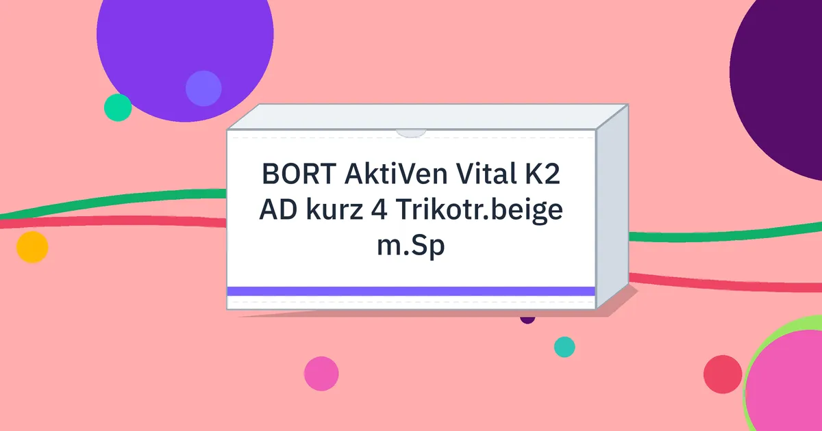Symbolbild: Packung mit der Aufschrift BORT AktiVen Vital K2 AD kurz 4 Trikotr.beige m.Sp (PZN 13727258) – Verfügbarkeit und Bezug in Apotheken in Frankfurt am Main