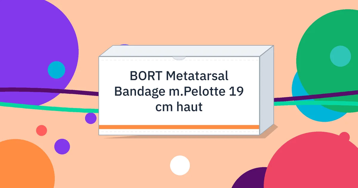 Symbolbild: Packung mit der Aufschrift BORT Metatarsal Bandage m.Pelotte 19 cm haut (PZN 03267229) – Verfügbarkeit und Bezug in Apotheken in Frankfurt am Main