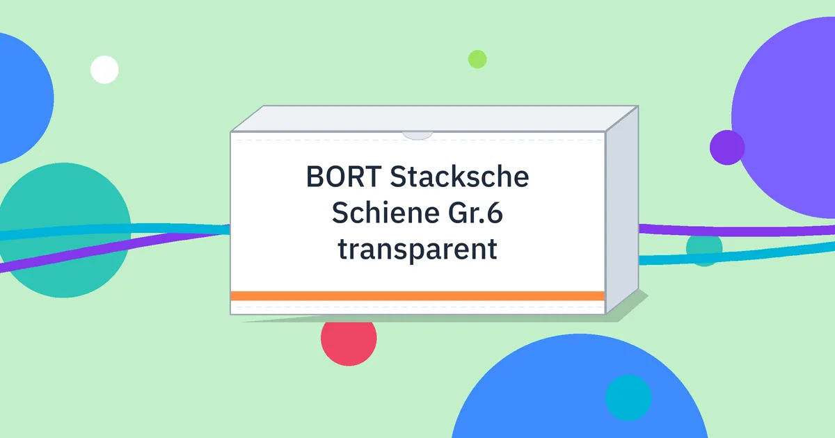 Symbolbild: Packung mit der Aufschrift BORT Stacksche Schiene Gr.6 transparent (PZN 02815775) – Verfügbarkeit und Bezug in Apotheken in Frankfurt am Main