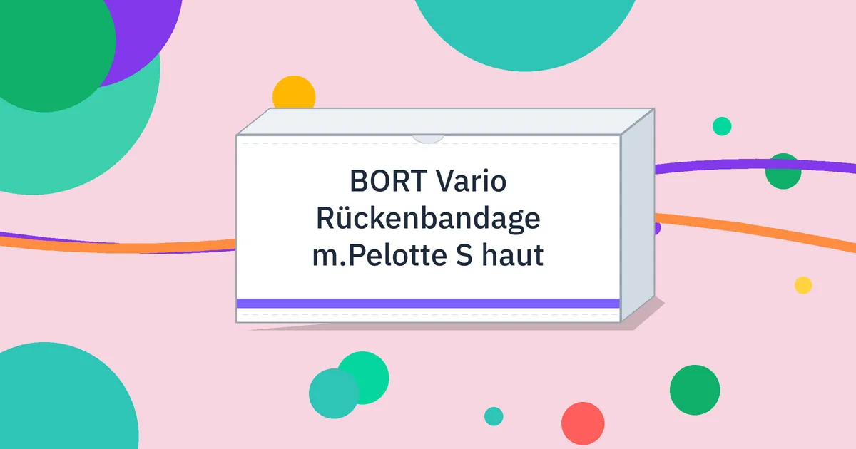 Symbolbild: Packung mit der Aufschrift BORT Vario Rückenbandage m.Pelotte S haut (PZN 04100626) – Verfügbarkeit und Bezug in Apotheken in Frankfurt am Main