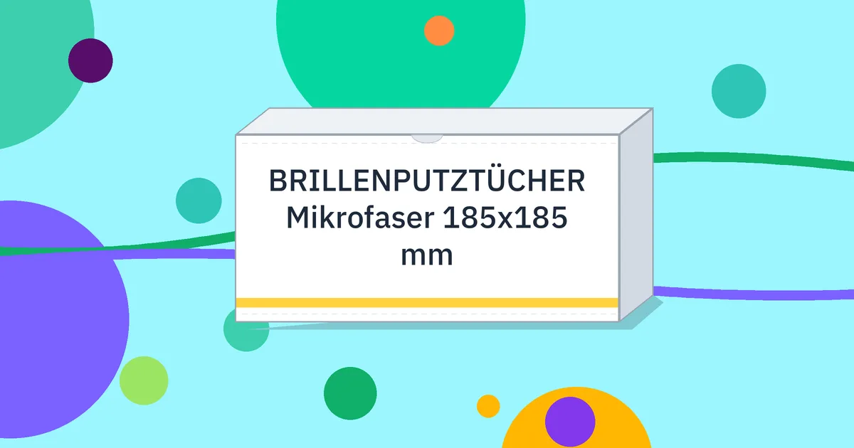 Symbolbild: Packung mit der Aufschrift BRILLENPUTZTÜCHER Mikrofaser 185x185 mm (PZN 05874229) – Verfügbarkeit und Bezug in Apotheken in Frankfurt am Main