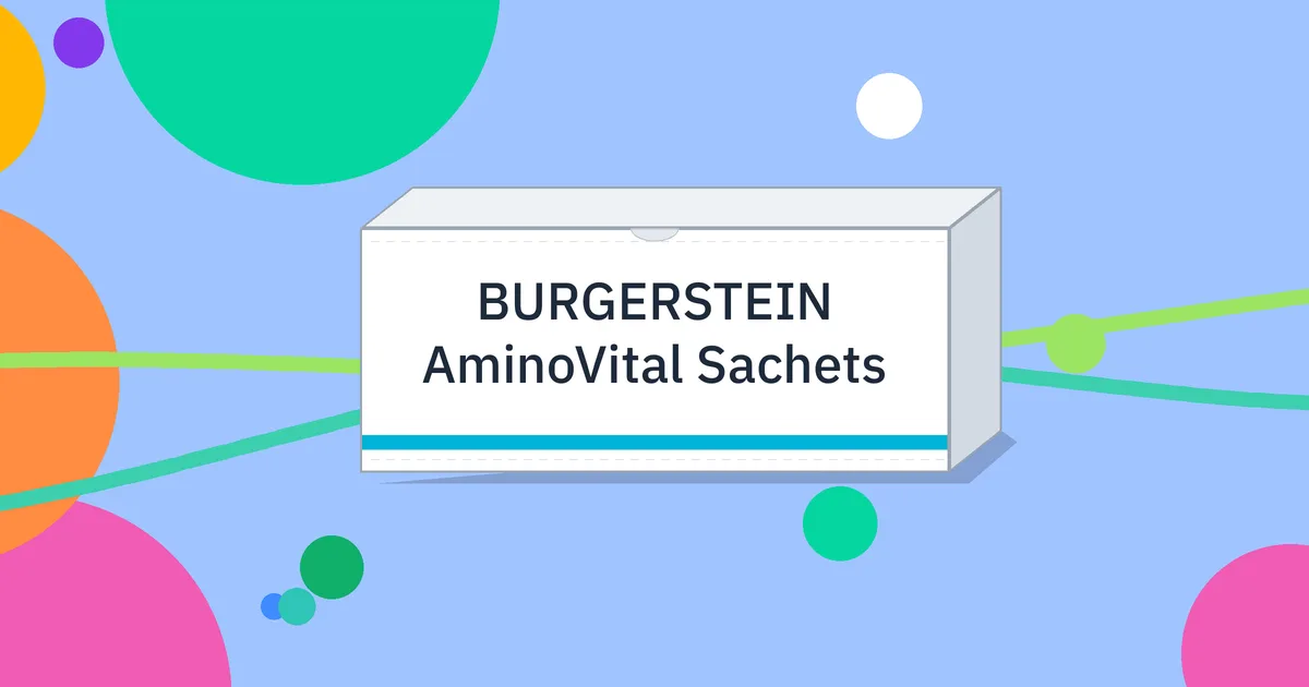 Symbolbild: Packung mit der Aufschrift BURGERSTEIN AminoVital Sachets (PZN 20107266) – Verfügbarkeit und Bezug in Apotheken in Frankfurt am Main