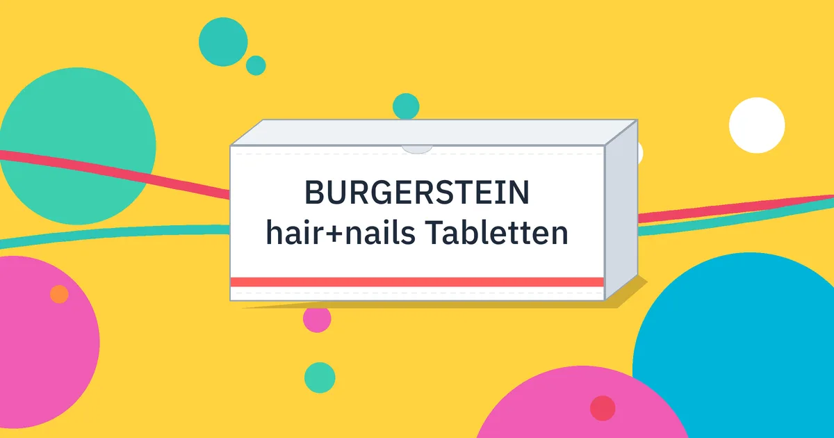 Symbolbild: Packung mit der Aufschrift BURGERSTEIN hair+nails Tabletten (PZN 20541991) – Verfügbarkeit und Bezug in Apotheken in Frankfurt am Main