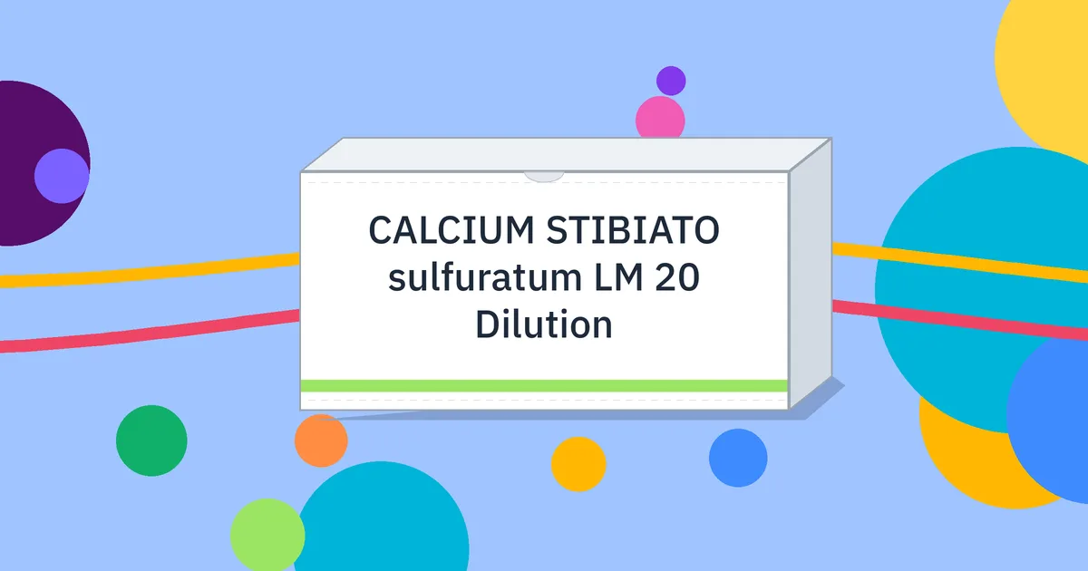 Symbolbild: Packung mit der Aufschrift CALCIUM STIBIATO sulfuratum LM 20 Dilution (PZN 12806659) – Verfügbarkeit und Bezug in Apotheken in Frankfurt am Main
