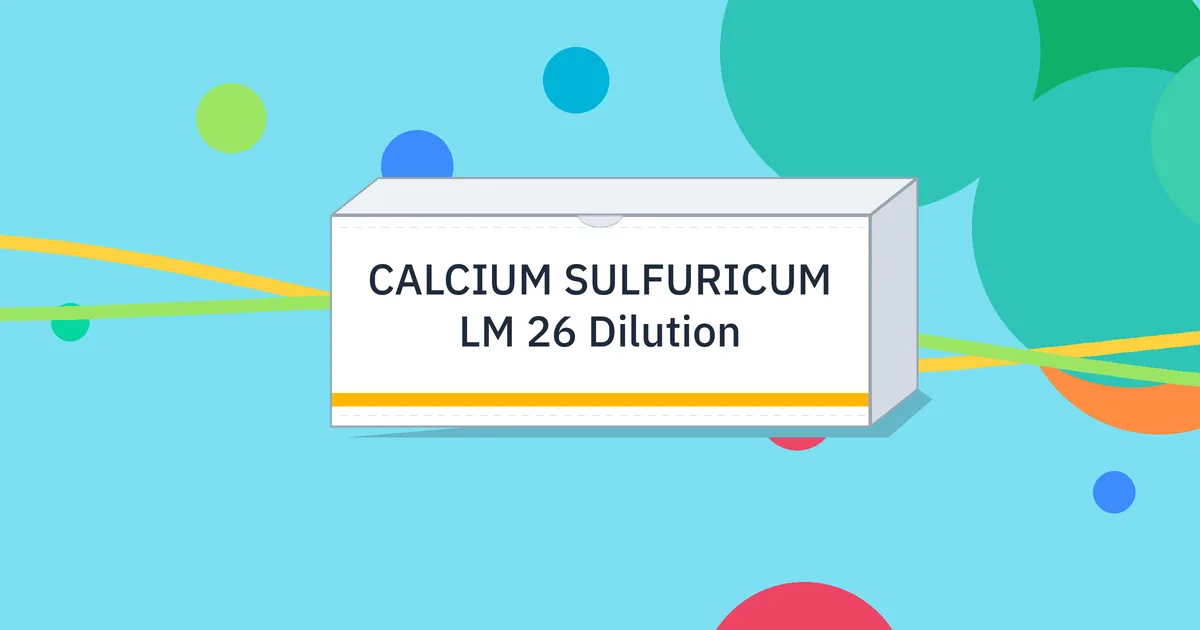 Symbolbild: Packung mit der Aufschrift CALCIUM SULFURICUM LM 26 Dilution (PZN 12807110) – Verfügbarkeit und Bezug in Apotheken in Frankfurt am Main