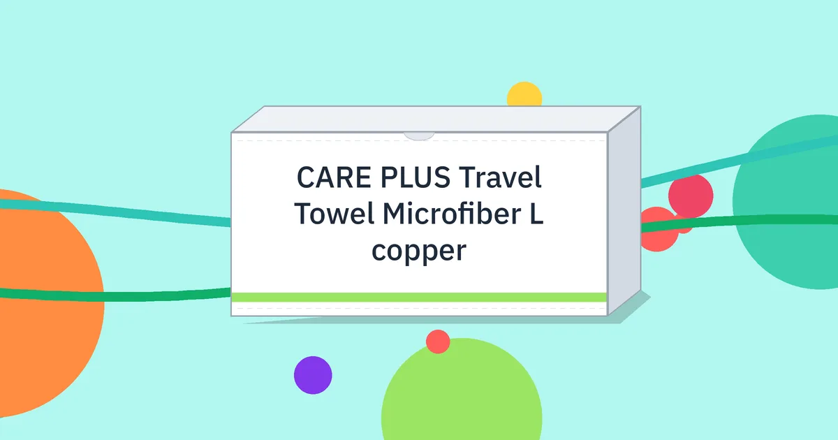 Symbolbild: Packung mit der Aufschrift CARE PLUS Travel Towel Microfiber L copper (PZN 16681812) – Verfügbarkeit und Bezug in Apotheken in Frankfurt am Main