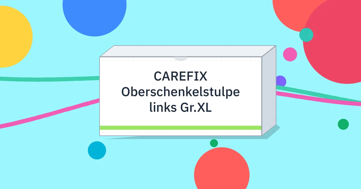 Symbolbild: Packung mit der Aufschrift CAREFIX Oberschenkelstulpe links Gr.XL (PZN 15254522) – Verfügbarkeit und Bezug in Apotheken in Frankfurt am Main