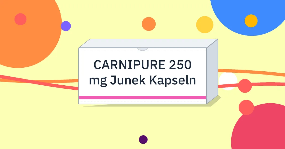 Symbolbild: Packung mit der Aufschrift CARNIPURE 250 mg Junek Kapseln (PZN 01060062) – Verfügbarkeit und Bezug in Apotheken in Frankfurt am Main