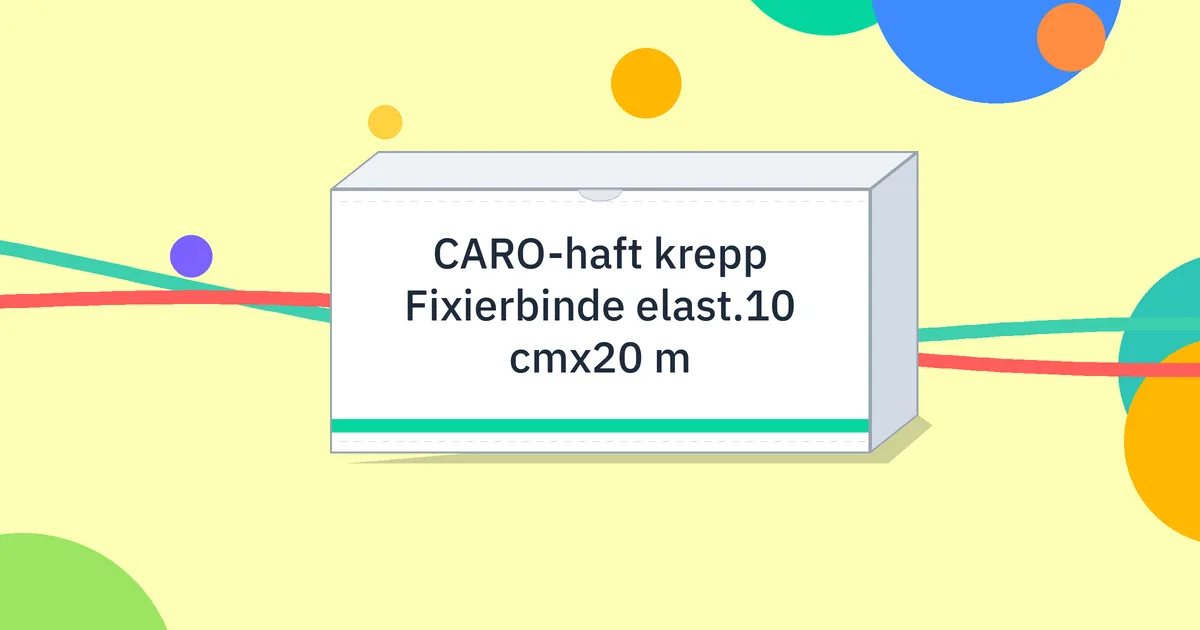 Symbolbild: Packung mit der Aufschrift CARO-haft krepp Fixierbinde elast.10 cmx20 m (PZN 11670318) – Verfügbarkeit und Bezug in Apotheken in Frankfurt am Main