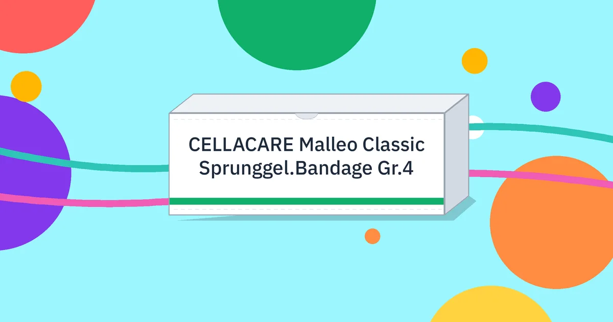 Symbolbild: Packung mit der Aufschrift CELLACARE Malleo Classic Sprunggel.Bandage Gr.4 (PZN 12647971) – Verfügbarkeit und Bezug in Apotheken in Frankfurt am Main
