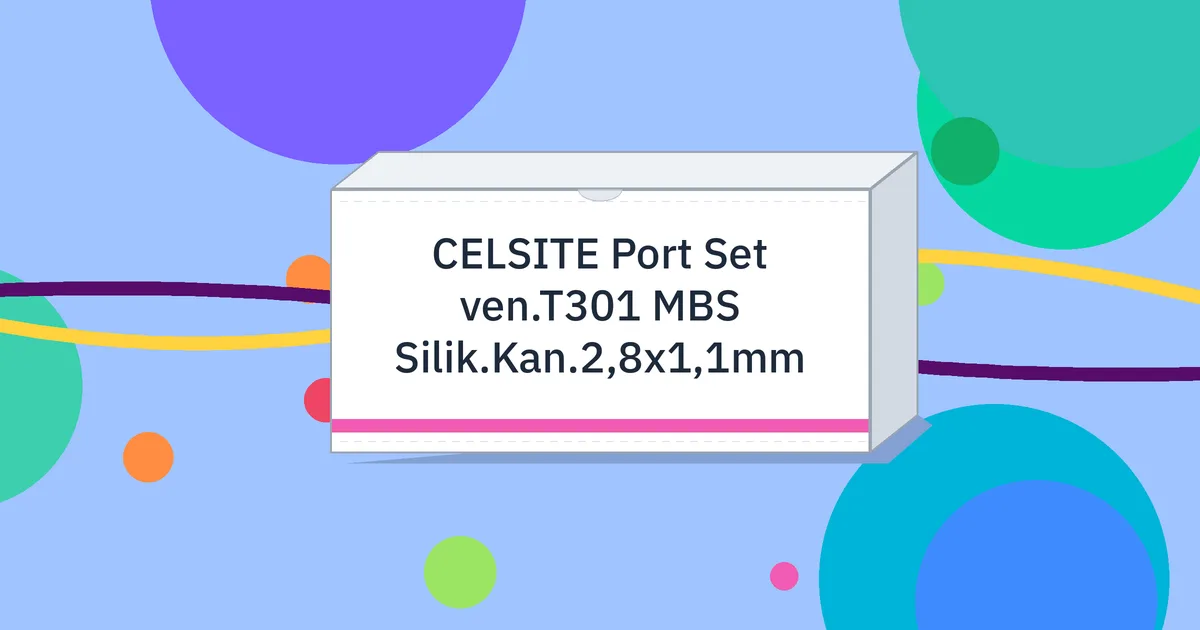 Symbolbild: Packung mit der Aufschrift CELSITE Port Set ven.T301 MBS Silik.Kan.2,8x1,1mm (PZN 01057812) – Verfügbarkeit und Bezug in Apotheken in Frankfurt am Main