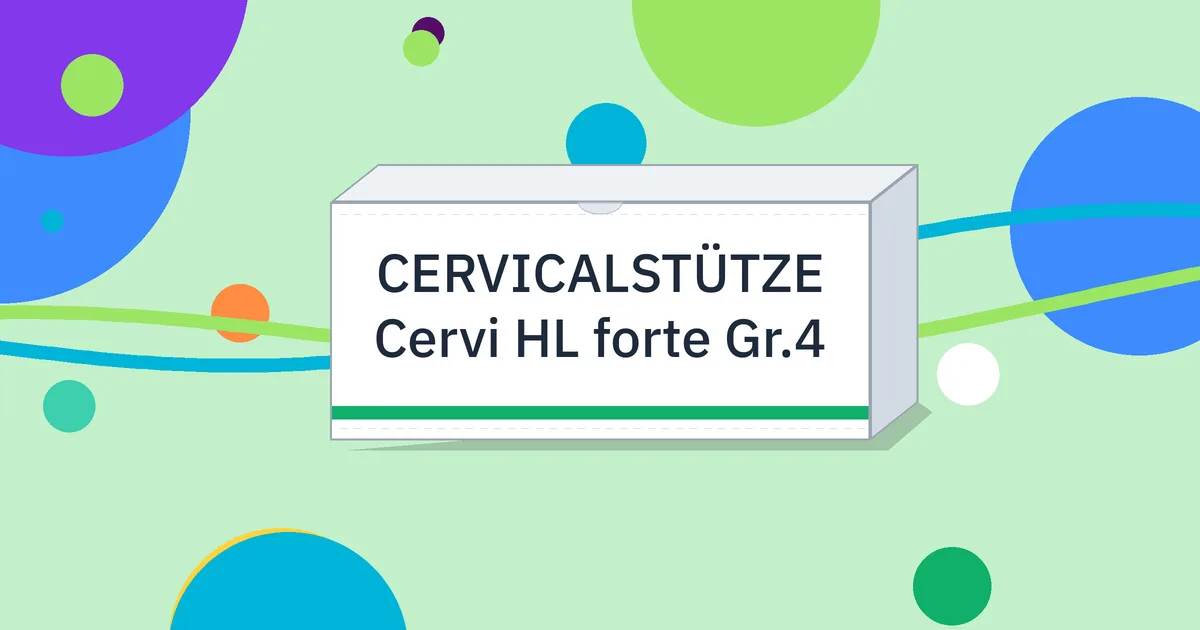 Symbolbild: Packung mit der Aufschrift CERVICALSTÜTZE Cervi HL forte Gr.4 (PZN 02885787) – Verfügbarkeit und Bezug in Apotheken in Frankfurt am Main