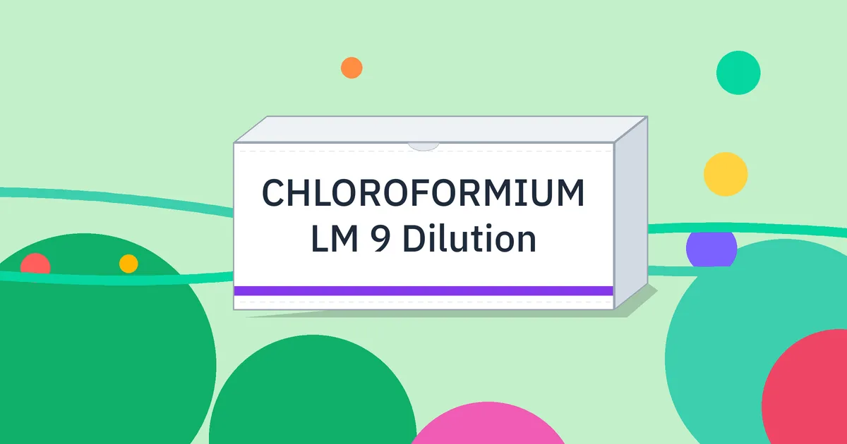 Symbolbild: Packung mit der Aufschrift CHLOROFORMIUM LM 9 Dilution (PZN 13444514) – Verfügbarkeit und Bezug in Apotheken in Frankfurt am Main