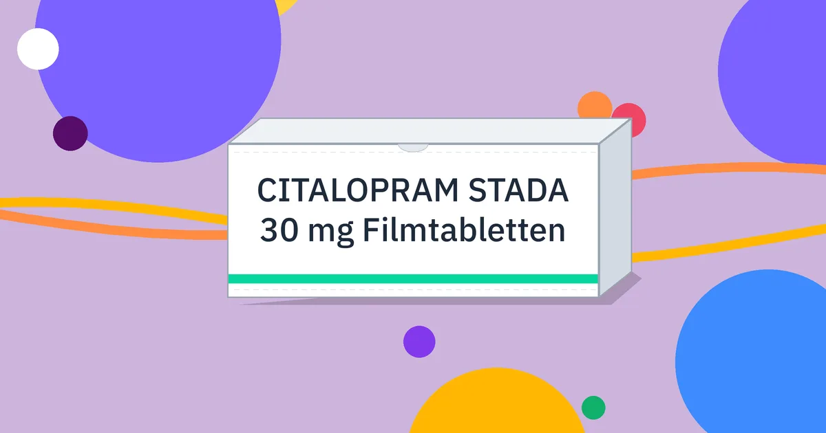 Symbolbild: Packung mit der Aufschrift CITALOPRAM STADA 30 mg Filmtabletten (PZN 01888631) – Verfügbarkeit und Bezug in Apotheken in Frankfurt am Main