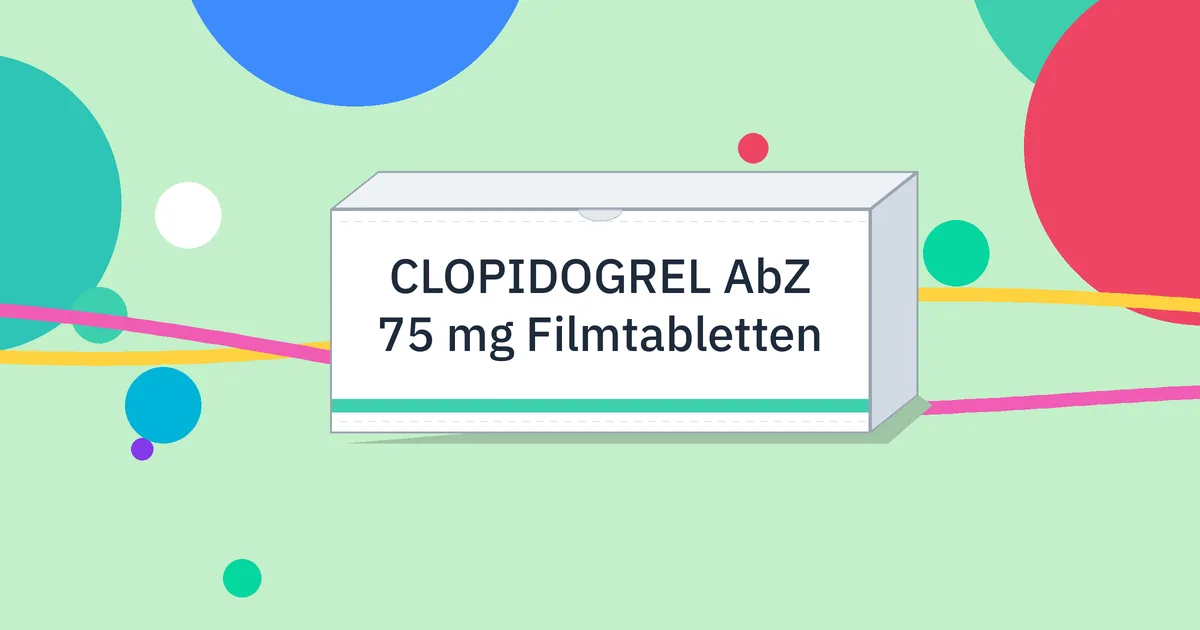 Symbolbild: Packung mit der Aufschrift CLOPIDOGREL AbZ 75 mg Filmtabletten (PZN 02096062) – Verfügbarkeit und Bezug in Apotheken in Frankfurt am Main