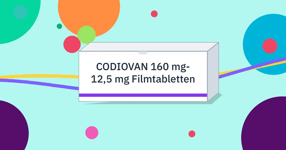 Symbolbild: Packung mit der Aufschrift CODIOVAN 160 mg-12,5 mg Filmtabletten (PZN 05030690) – Verfügbarkeit und Bezug in Apotheken in Frankfurt am Main