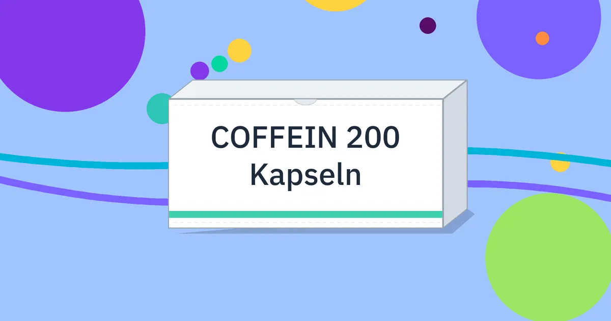 Symbolbild: Packung mit der Aufschrift COFFEIN 200 Kapseln (PZN 11730291) – Verfügbarkeit und Bezug in Apotheken in Frankfurt am Main