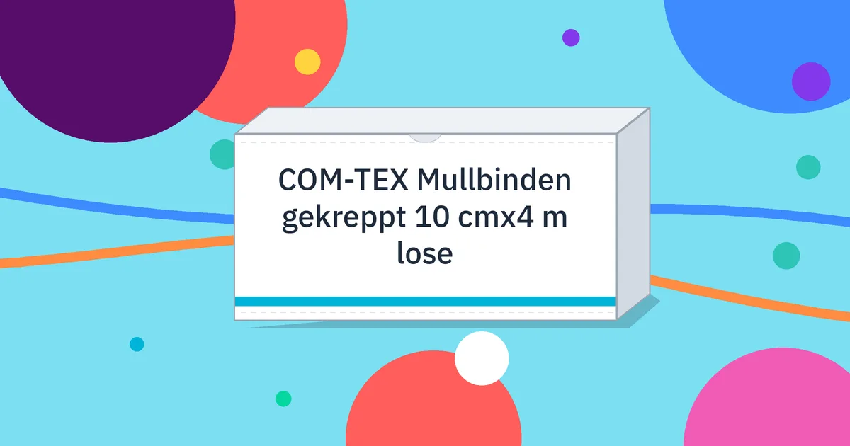 Symbolbild: Packung mit der Aufschrift COM-TEX Mullbinden gekreppt 10 cmx4 m lose (PZN 00026991) – Verfügbarkeit und Bezug in Apotheken in Frankfurt am Main