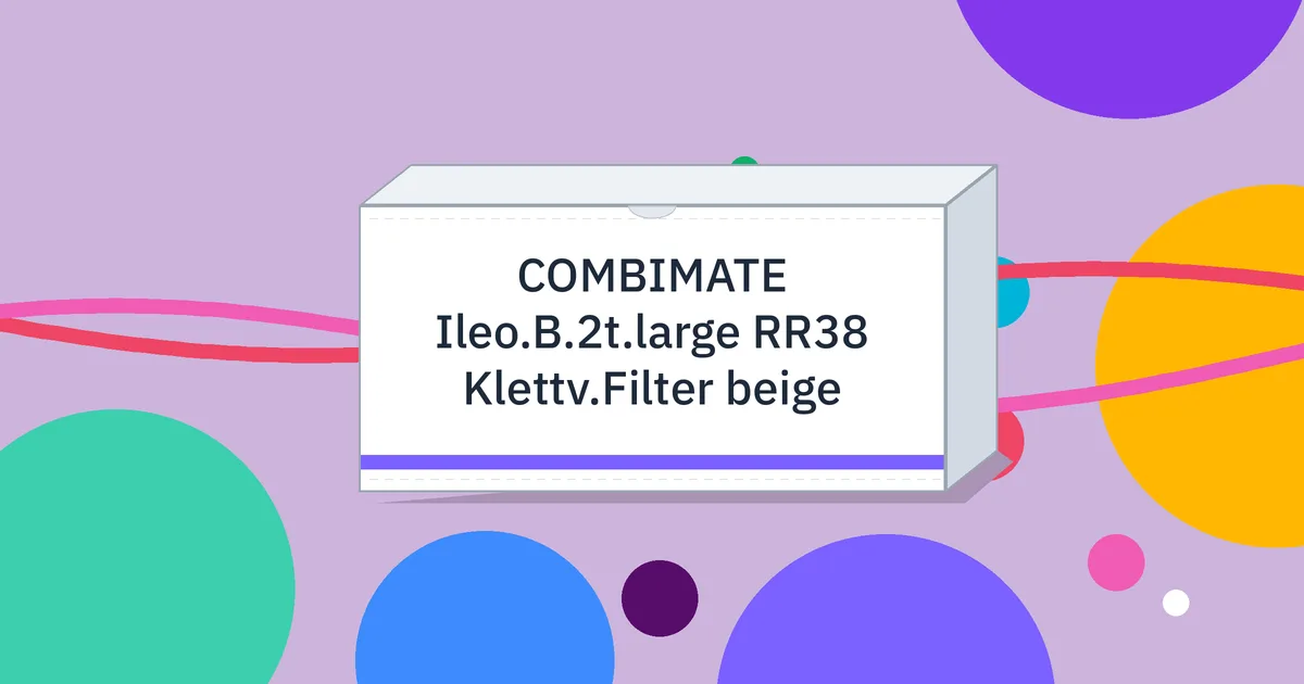 Symbolbild: Packung mit der Aufschrift COMBIMATE Ileo.B.2t.large RR38 Klettv.Filter beige (PZN 09175184) – Verfügbarkeit und Bezug in Apotheken in Frankfurt am Main