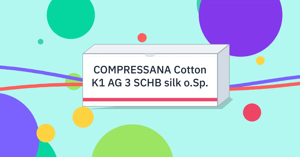Symbolbild: Packung mit der Aufschrift COMPRESSANA Cotton K1 AG 3 SCHB silk o.Sp. (PZN 16959710) – Verfügbarkeit und Bezug in Apotheken in Frankfurt am Main