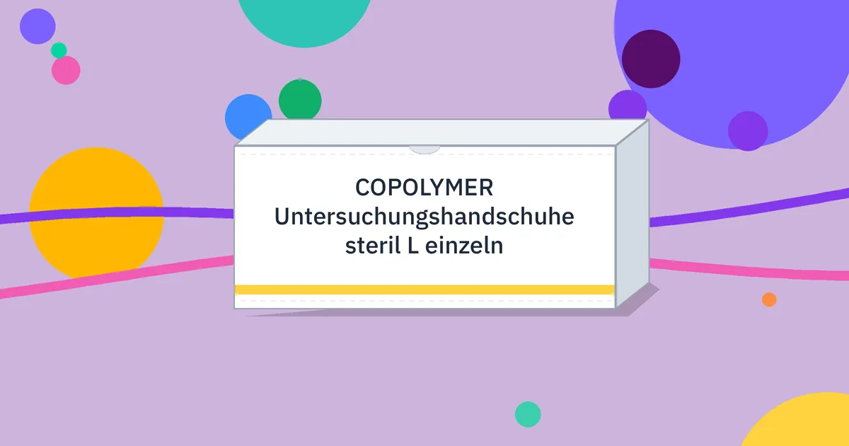 Symbolbild: Packung mit der Aufschrift COPOLYMER Untersuchungshandschuhe steril L einzeln (PZN 20361154) – Verfügbarkeit und Bezug in Apotheken in Frankfurt am Main