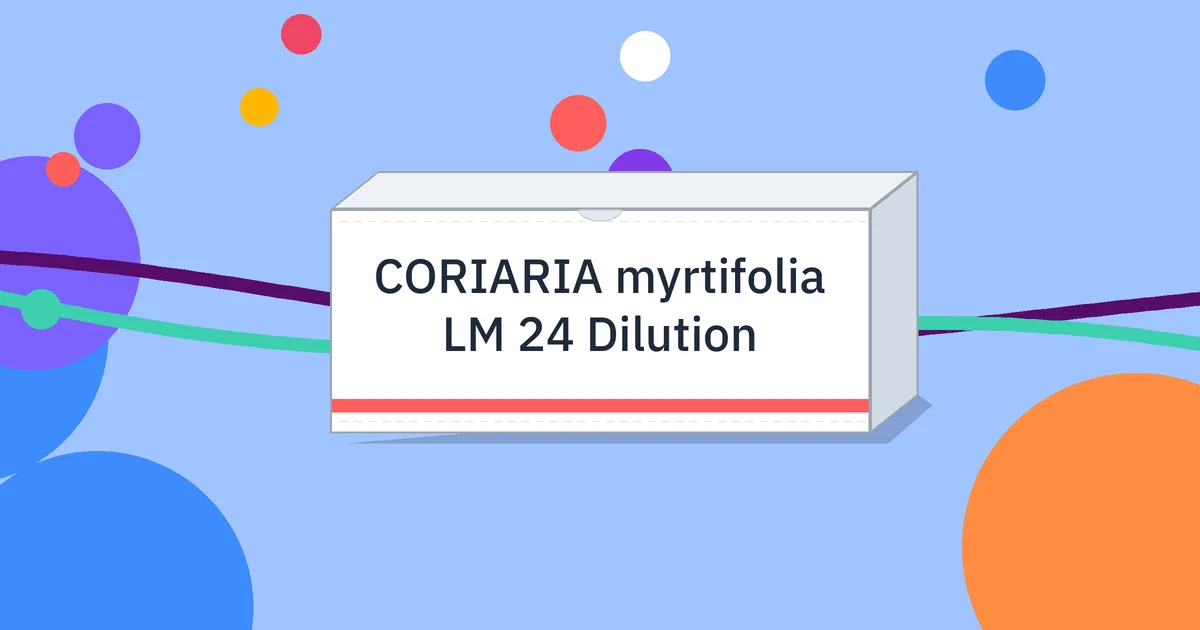 Symbolbild: Packung mit der Aufschrift CORIARIA myrtifolia LM 24 Dilution (PZN 13451827) – Verfügbarkeit und Bezug in Apotheken in Frankfurt am Main