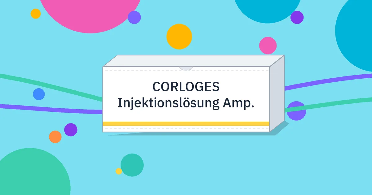 Symbolbild: Packung mit der Aufschrift CORLOGES Injektionslösung Amp. (PZN 13699728) – Verfügbarkeit und Bezug in Apotheken in Frankfurt am Main
