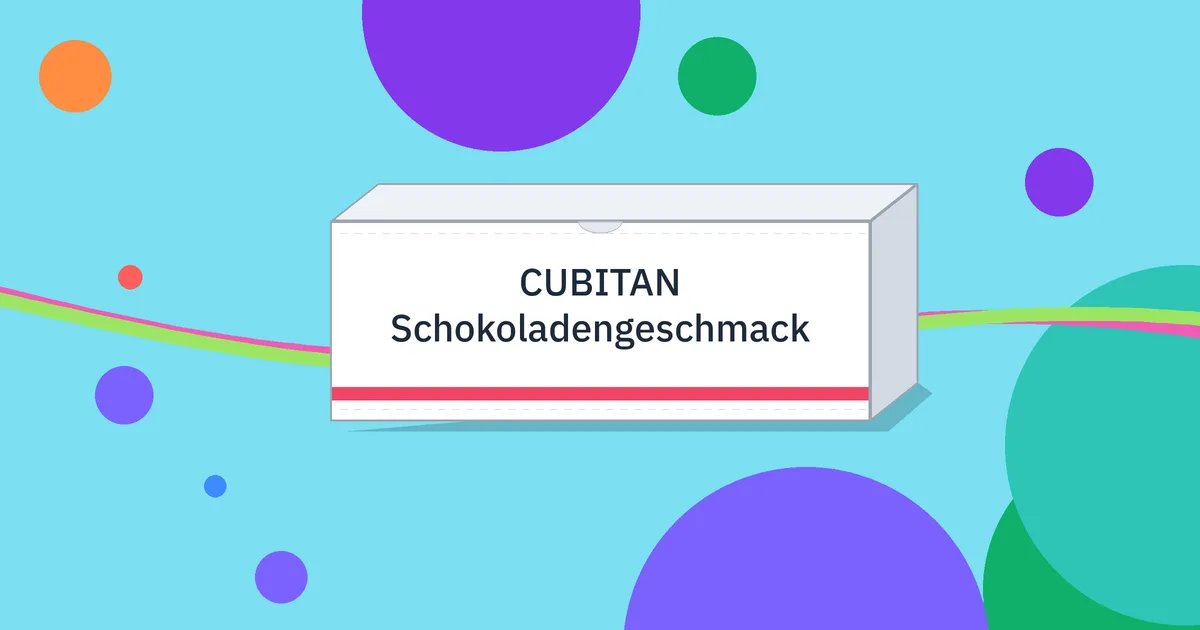 Symbolbild: Packung mit der Aufschrift CUBITAN Schokoladengeschmack (PZN 06101400) – Verfügbarkeit und Bezug in Apotheken in Frankfurt am Main