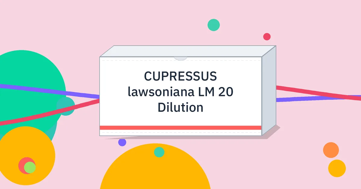 Symbolbild: Packung mit der Aufschrift CUPRESSUS lawsoniana LM 20 Dilution (PZN 13457818) – Verfügbarkeit und Bezug in Apotheken in Frankfurt am Main
