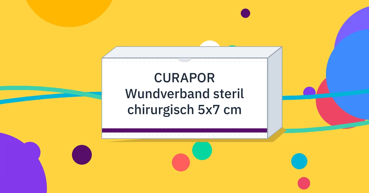 Symbolbild: Packung mit der Aufschrift CURAPOR Wundverband steril chirurgisch 5x7 cm (PZN 10756905) – Verfügbarkeit und Bezug in Apotheken in Frankfurt am Main