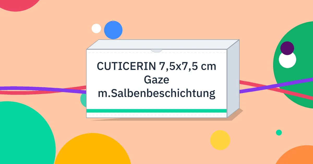 Symbolbild: Packung mit der Aufschrift CUTICERIN 7,5x7,5 cm Gaze m.Salbenbeschichtung (PZN 17971191) – Verfügbarkeit und Bezug in Apotheken in Frankfurt am Main
